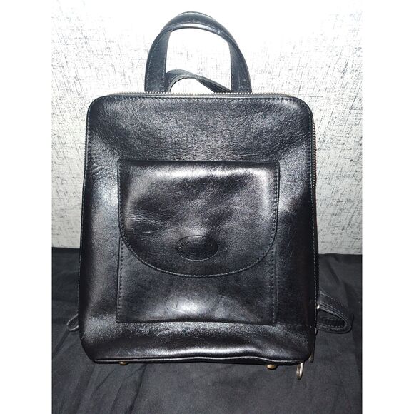 Vera Pelle | Bags | Vera Pelle Black Leather Backpack Bag | Poshmark